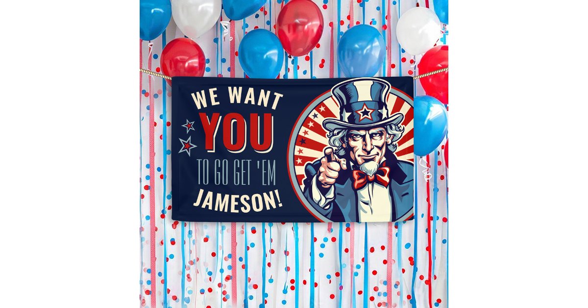 Vintage Uncle Sam Military Going Away Party Banner | Zazzle