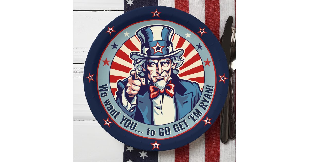 Vintage Uncle Sam Military Going Away Party Decor Paper Plates | Zazzle