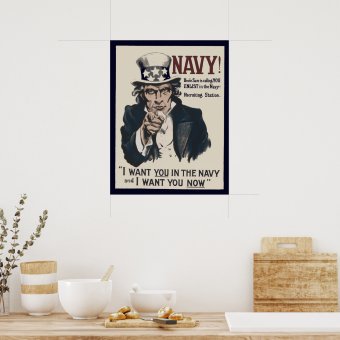 Vintage Uncle Sam Navy WW1 Recruiting Poster | Zazzle