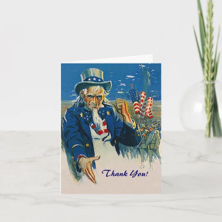 Vintage Uncle Sam Thank You For Your Service Card | Zazzle