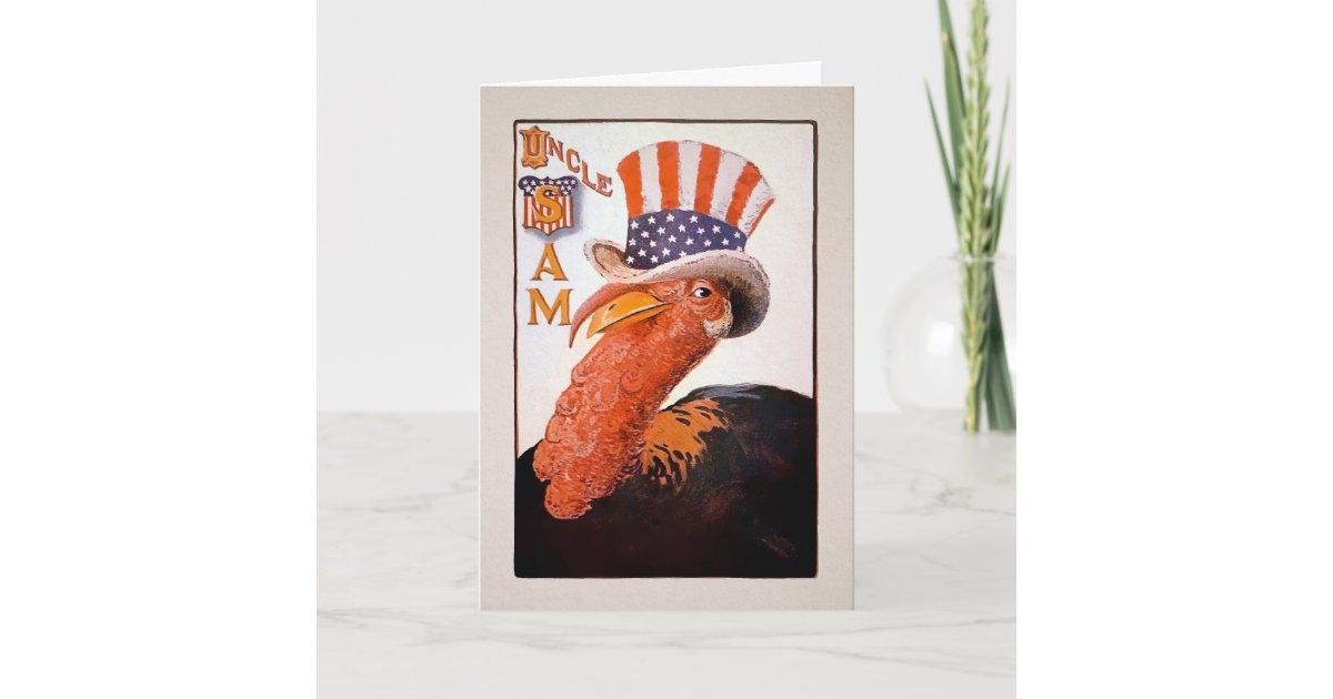 Vintage Uncle Sam Turkey Thanksgiving Card | Zazzle