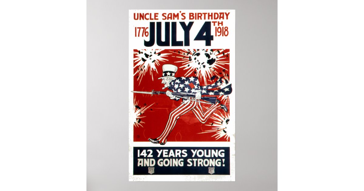 Vintage Uncle Sam's Birthday Independence Day Poster | Zazzle