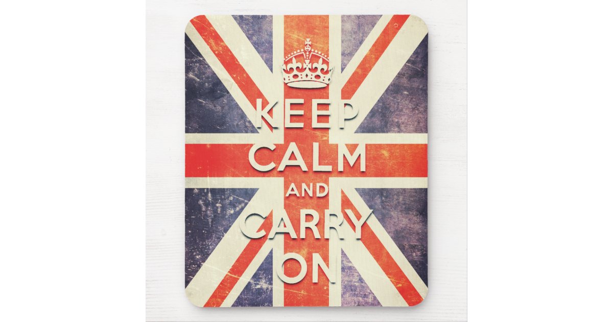 Vintage Union Jack flag keep calm and carry on Mouse Pad | Zazzle