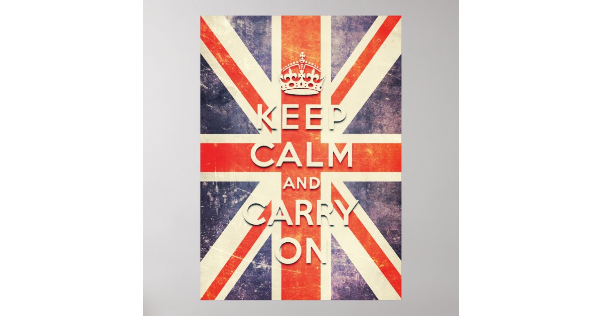 Vintage Union Jack flag keep calm and carry on Poster | Zazzle