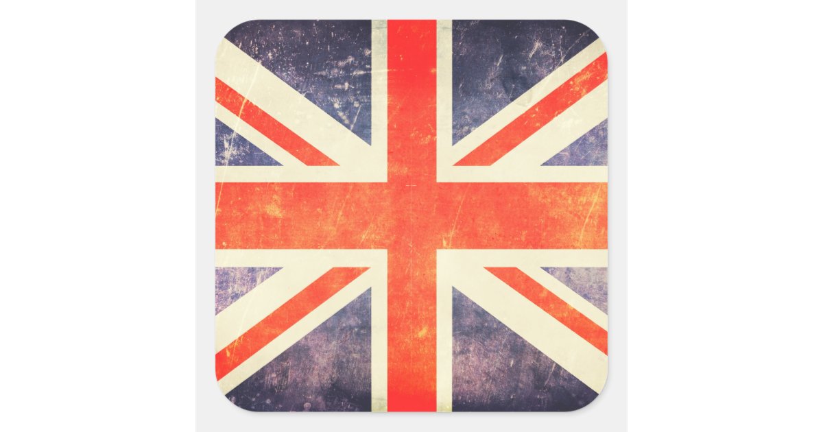 Vintage Union Jack flag Square Sticker | Zazzle