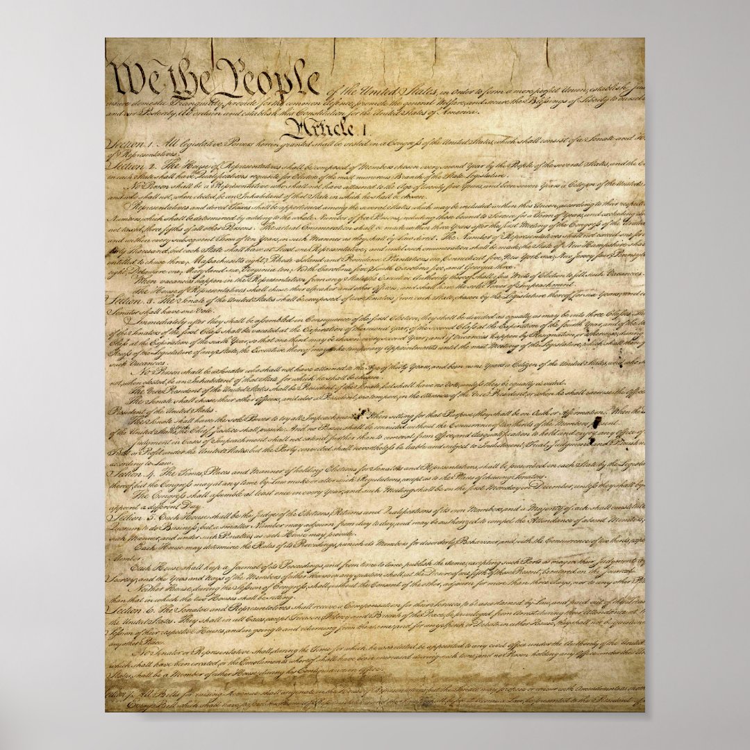 Vintage United States Constitution Print | Zazzle