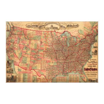 Vintage United States Map (1883) Canvas Print | Zazzle