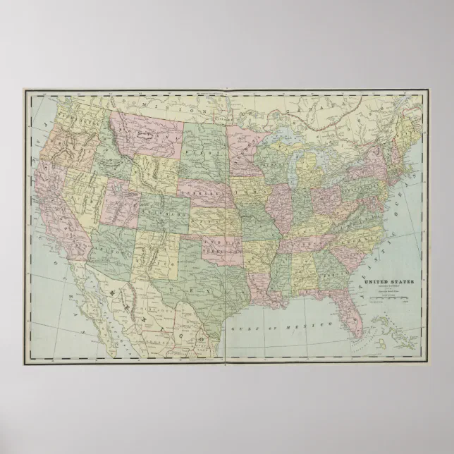 Vintage United States Map (1889) Poster | Zazzle