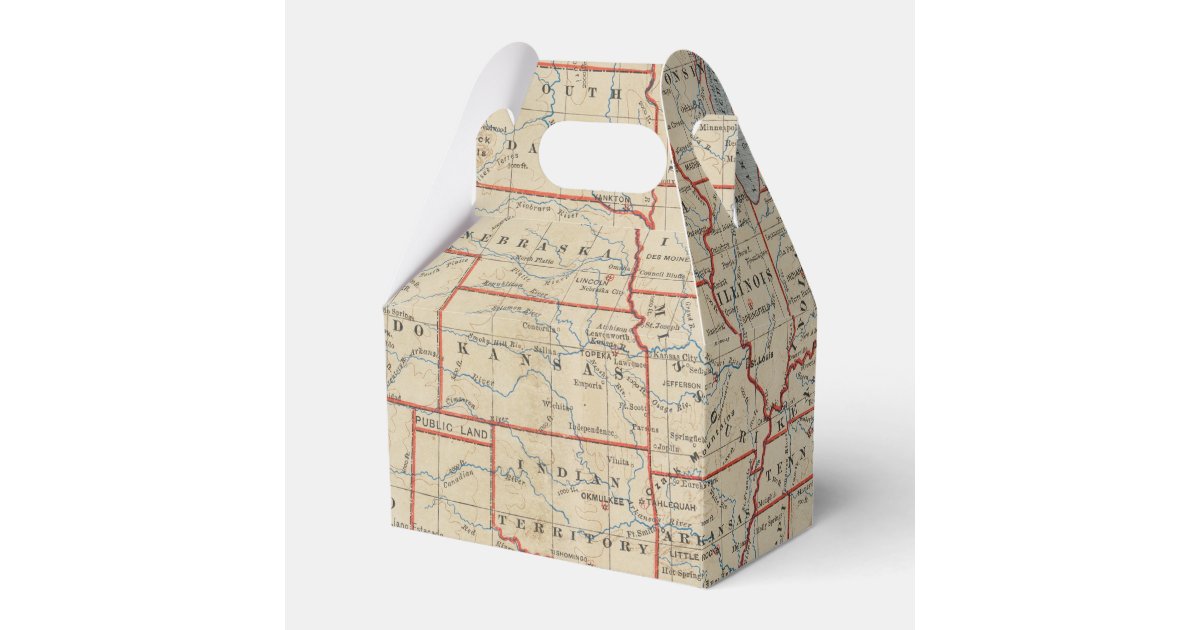 Vintage United States Map Party Favor Box | Zazzle