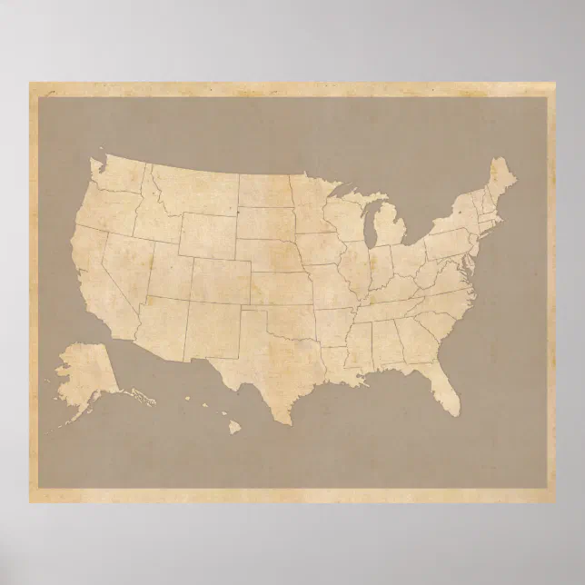 Vintage United States Map Poster | Zazzle