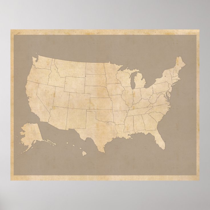 Vintage United States Map Poster | Zazzle
