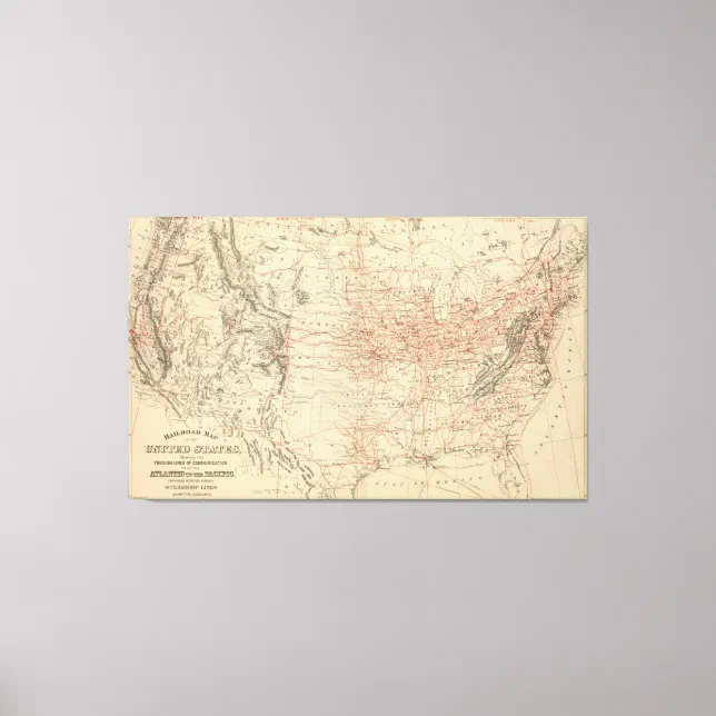 Vintage United States Railroad Map (1886) Canvas Print | Zazzle