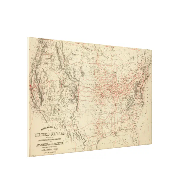Vintage United States Railroad Map (1886) Canvas Print | Zazzle