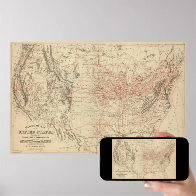 Vintage United States Railroad Map (1886) Poster | Zazzle