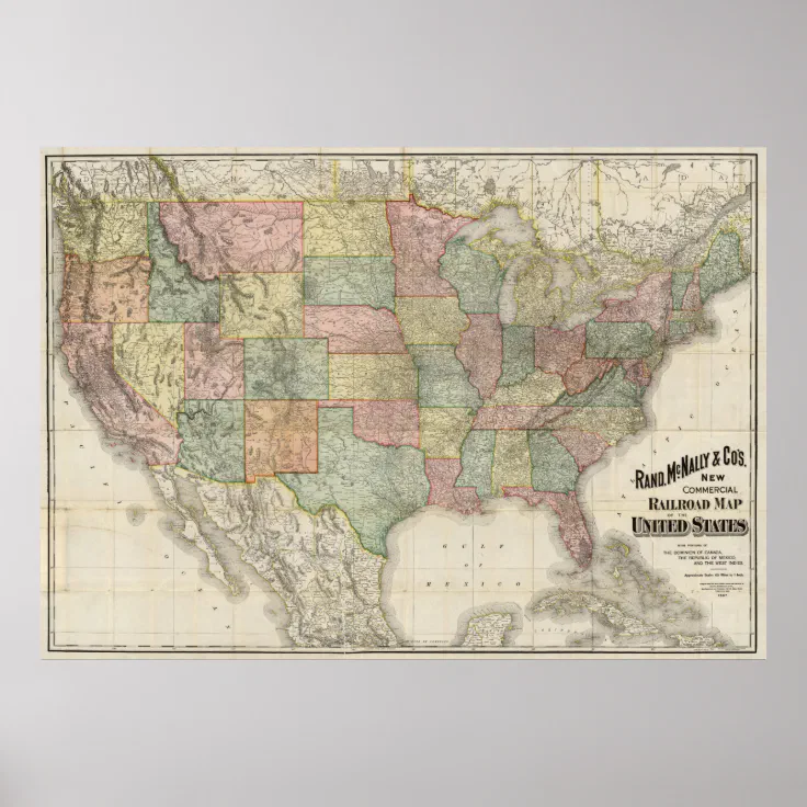 Vintage United States Railroad Map (1907) Poster | Zazzle