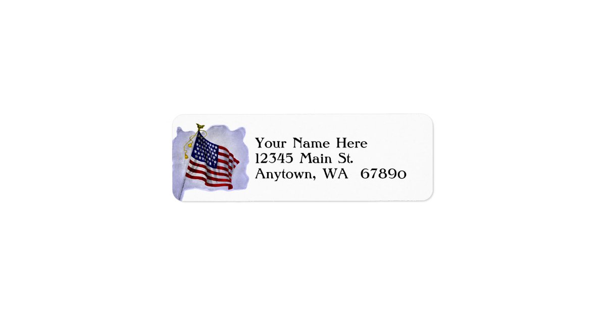 Vintage US Flag in Patriotic Custom Address Label | Zazzle