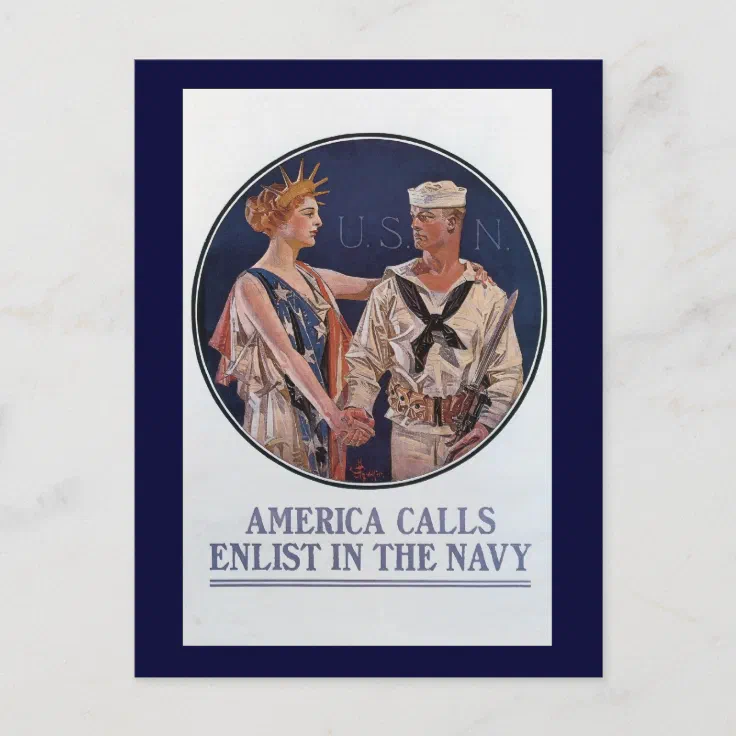 Vintage US Navy America Calls Recruiting poster Postcard | Zazzle