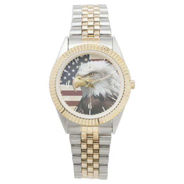 Vintage US USA Flag with American Eagle Watch | Zazzle