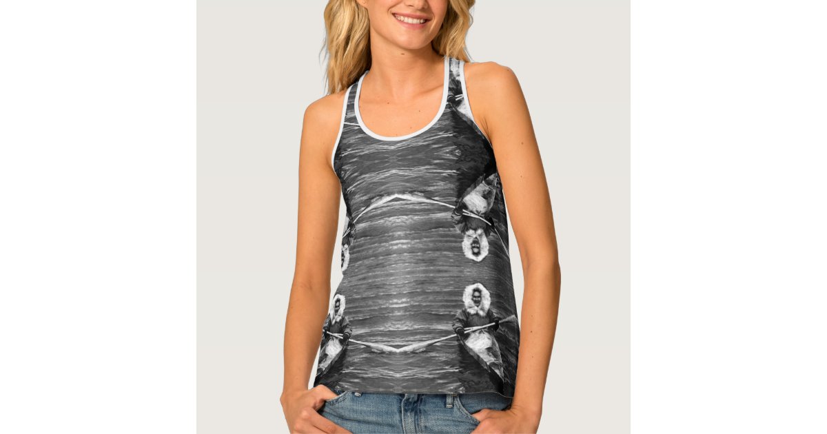 Vintage USA Alaska eskimo and his kayak Tank Top | Zazzle