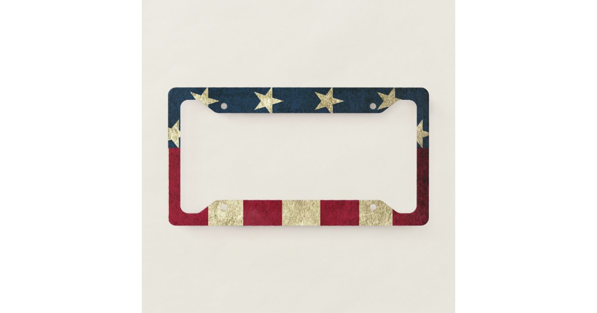 Vintage USA American Flag Stars And Stripes License Plate Frame | Zazzle