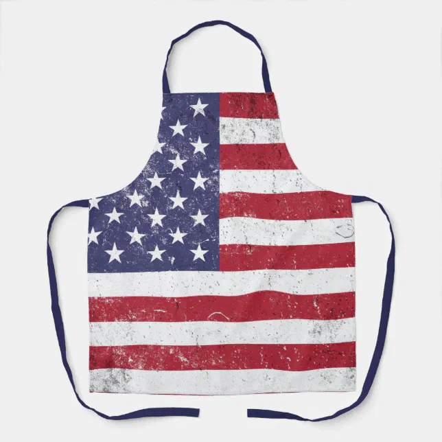 Vintage USA Flag Patriotic American Red White Blue Apron | Zazzle