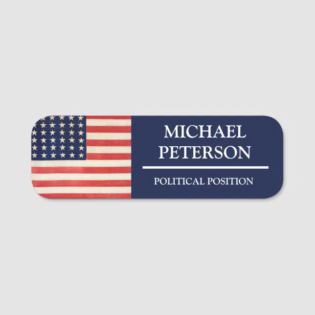 Vintage USA FLAG Political Campaign Name Tag | Zazzle