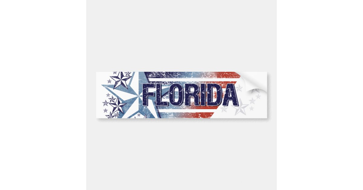 Vintage USA Flag with Star – Florida Bumper Sticker | Zazzle