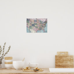 Vintage USA Map Poster | Zazzle