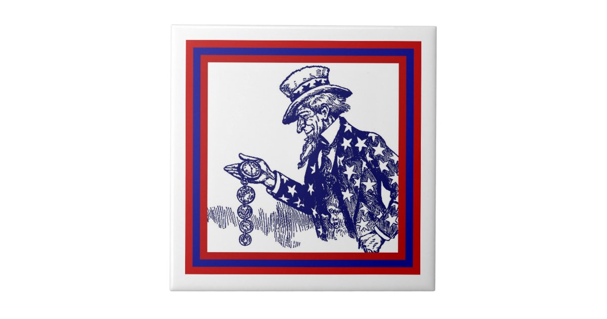 Vintage USA Uncle Sam Time Watch Military Tile | Zazzle
