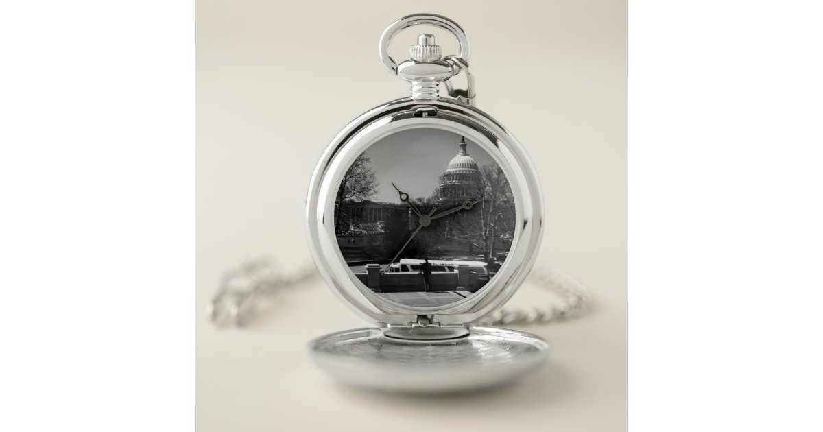 Vintage USA Washington The Capitol street Pocket Watch | Zazzle