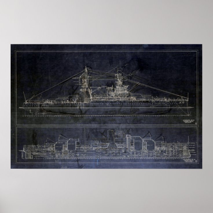 Vintage USS Arizona Blueprints Poster | Zazzle