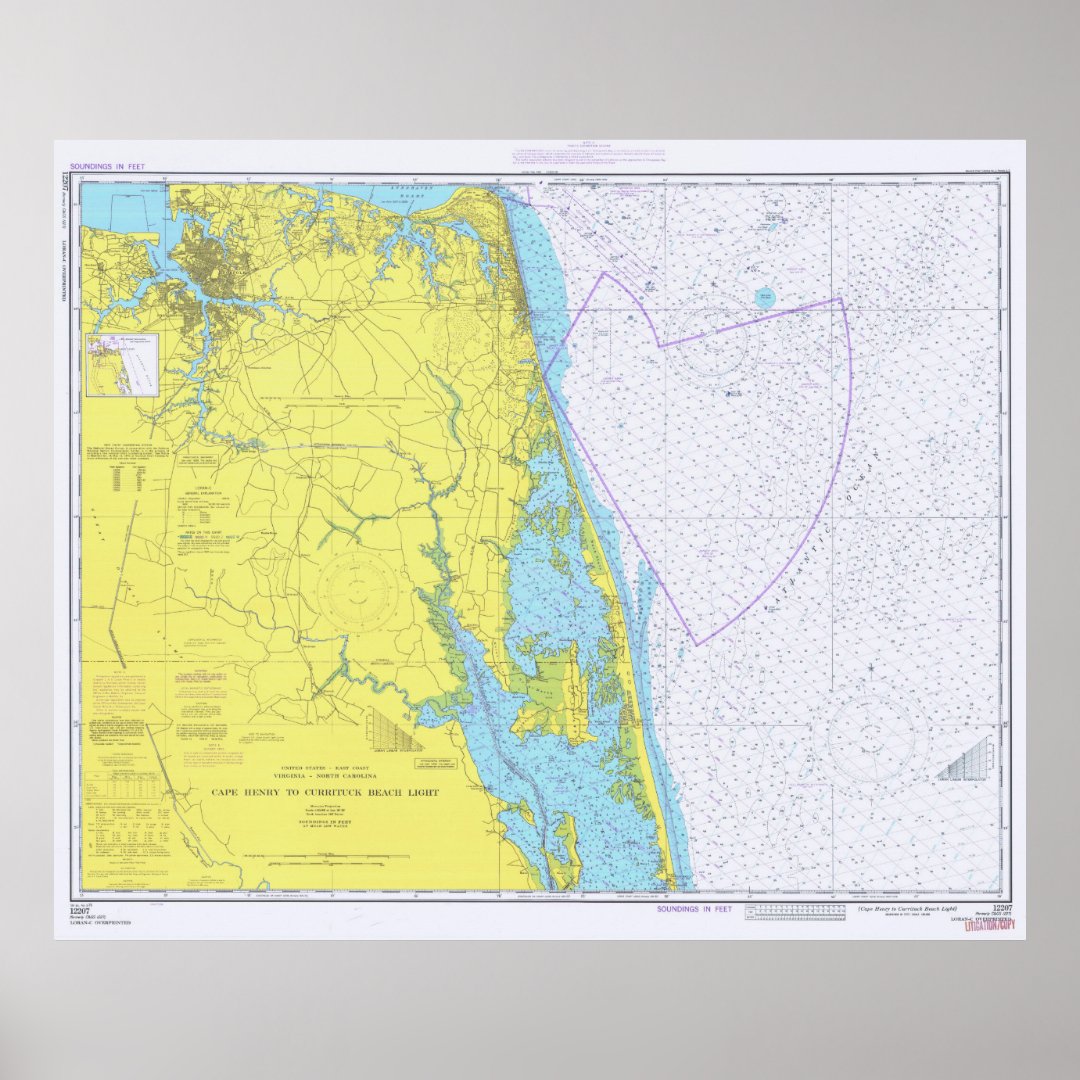 Vintage VA Beach to Outer Banks NC Map (1976) Poster | Zazzle
