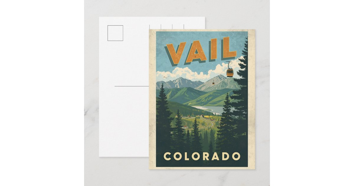 vintage Vail colorado outdoor cable car souvenirs Postcard | Zazzle