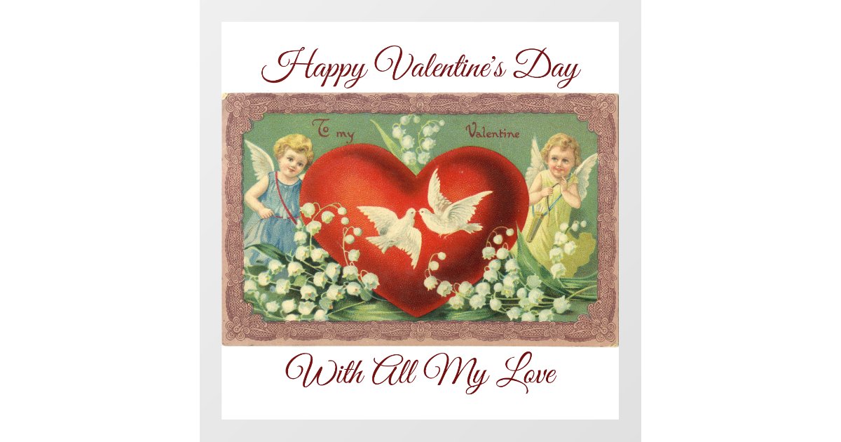 Vintage Valentine Angels Wall Decal | Zazzle