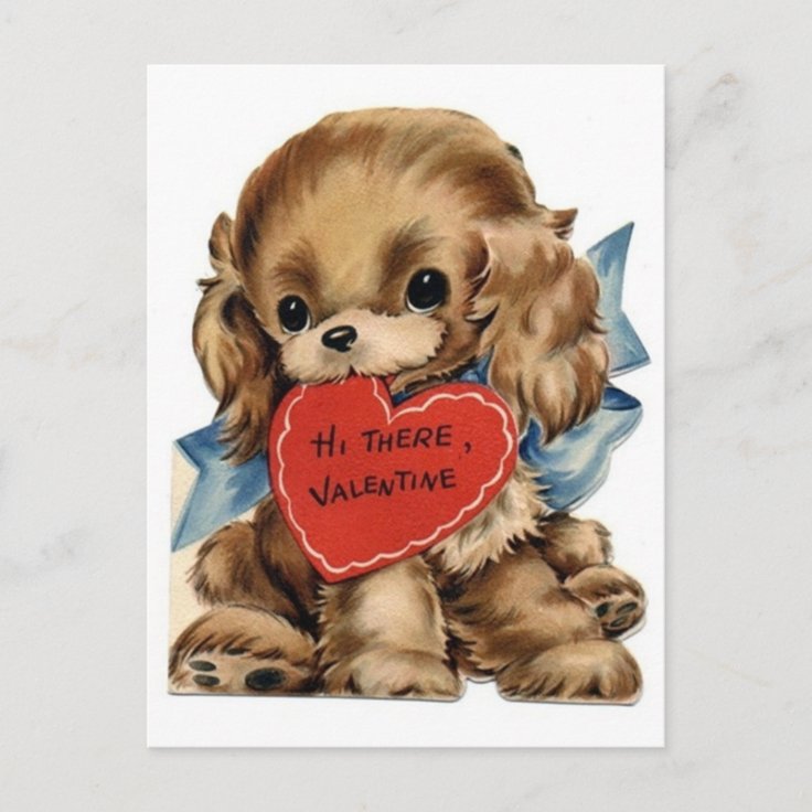 Vintage Valentine Cocker Spaniel Holiday Postcard | Zazzle