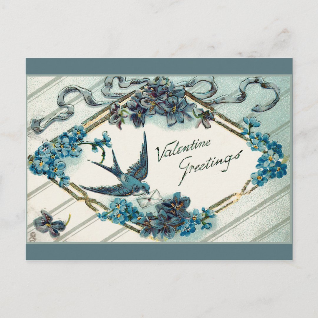 Vintage Valentine Forget-Me-Nots Holiday Postcard | Zazzle
