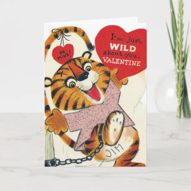 Vintage Valentine Tiger Holiday Card | Zazzle