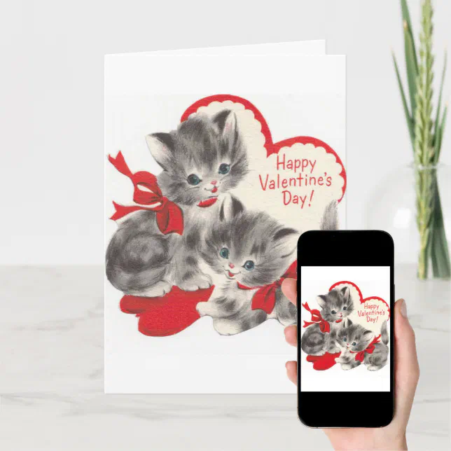 Vintage - Valentine's Day Kittens, Holiday Card | Zazzle