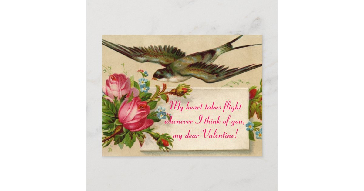 Vintage Valentine's Day My Heart Takes...Postcard Holiday Postcard | Zazzle