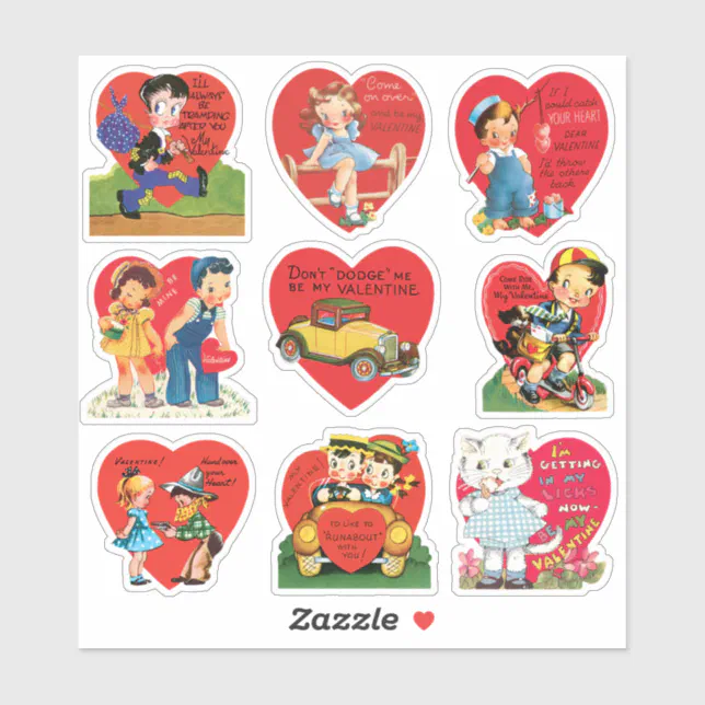 Vintage Valentine's Day, Retro Love and Romance Sticker | Zazzle