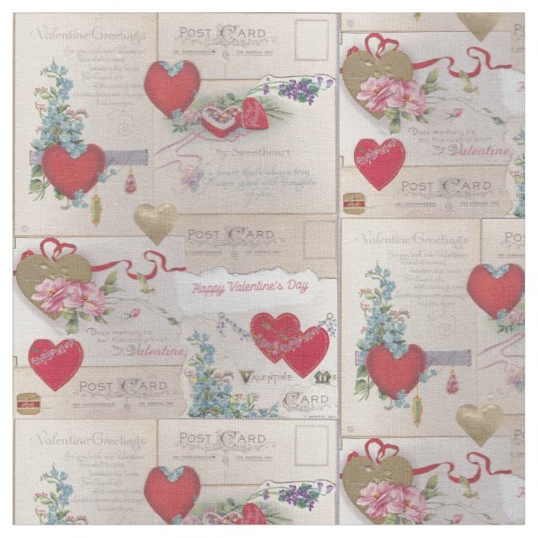 Vintage Valentine Fabric | Zazzle