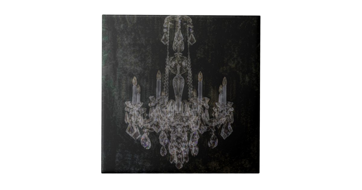 Vintage vampire gothic distressed chandelier ceramic tile | Zazzle
