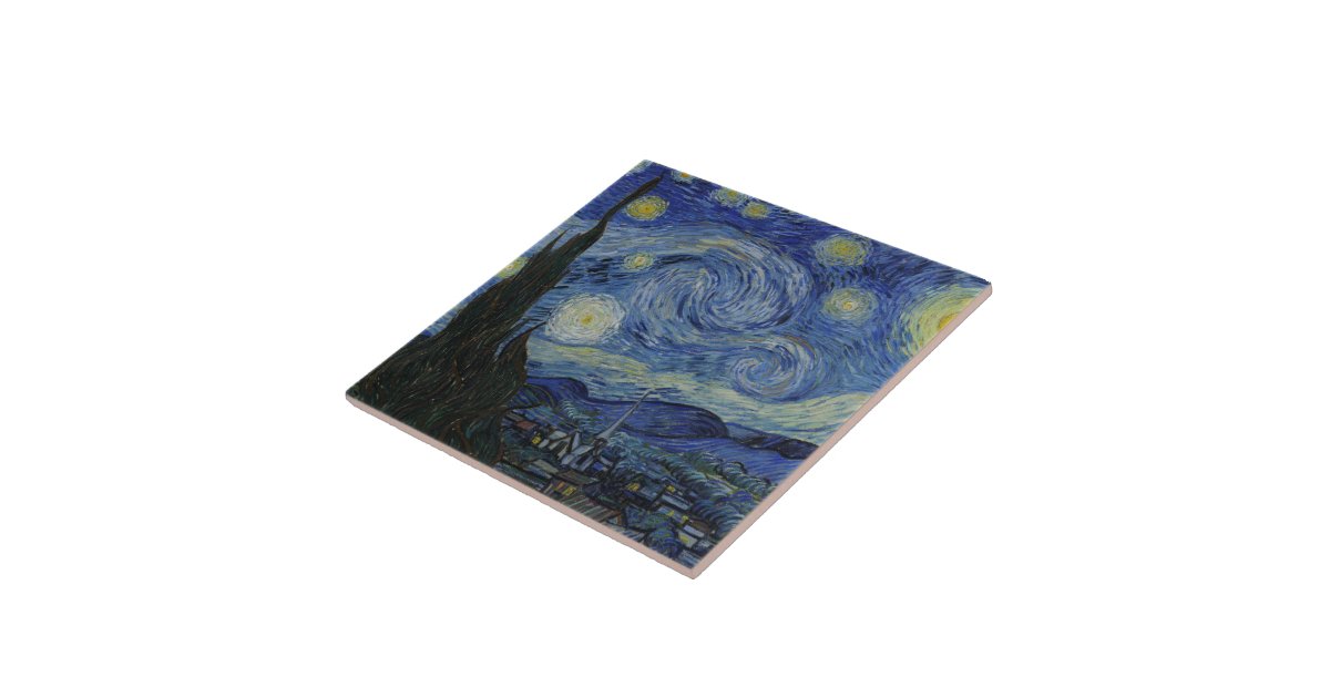 Vintage Van Gogh The Starry Night Ceramic Tile | Zazzle