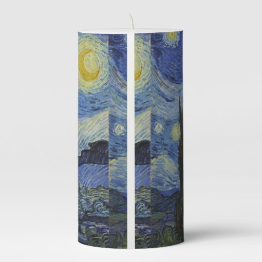 Vintage Van Gogh The Starry Night Pillar Candle | Zazzle
