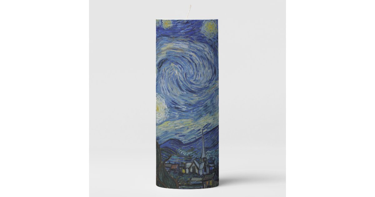 Vintage Van Gogh The Starry Night Pillar Candle | Zazzle