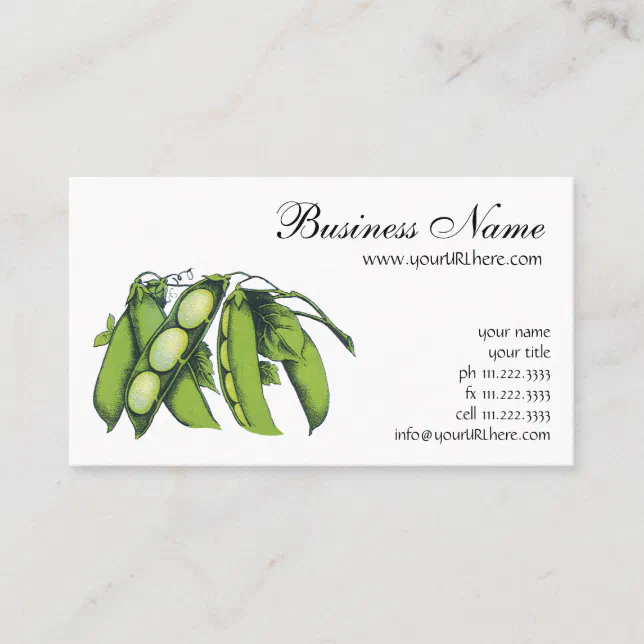 Vintage Vegetables; Lima Beans, Organic Farm Foods Business Card | Zazzle