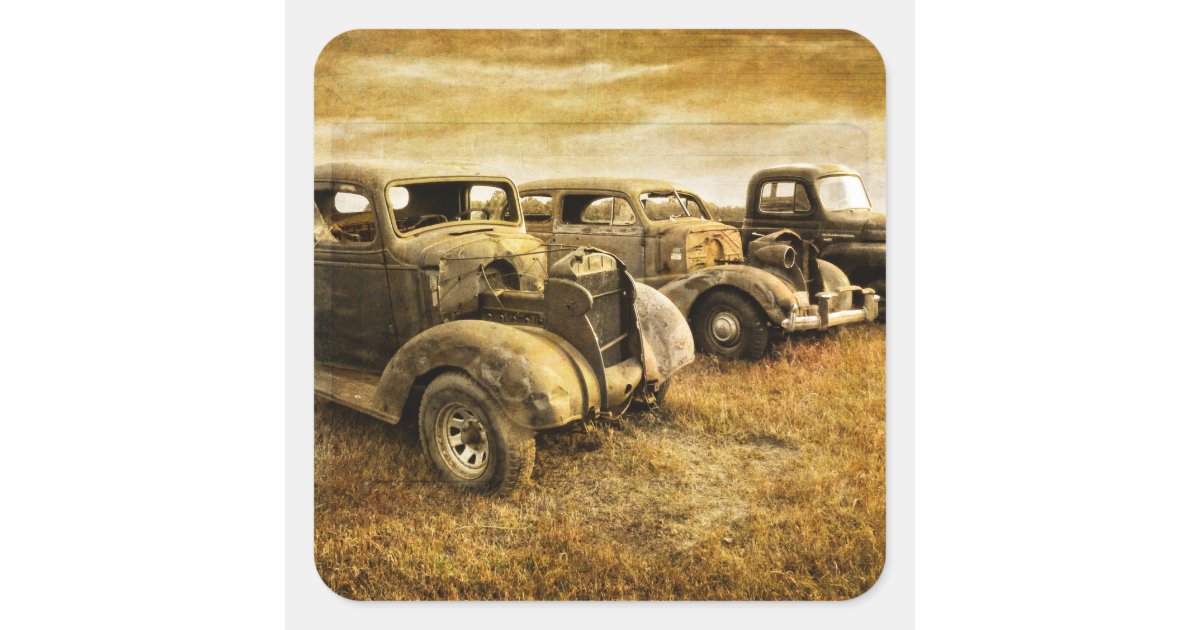 Vintage Vehicles Square Sticker | Zazzle