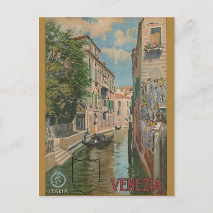 Vintage Venice Italy Canal Gondola Postcard | Zazzle.com