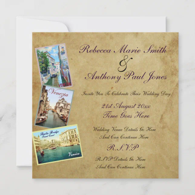 Vintage Venice Wedding Invitations | Zazzle