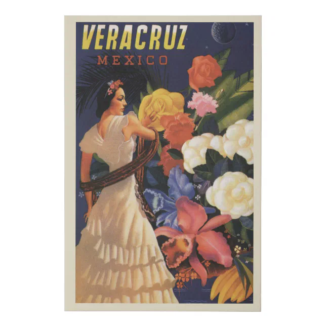 Vintage Veracruz Mexico Travel Poster Canvas | Zazzle